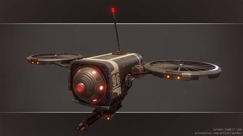 D Model Lowpoly PBR Sci FI Military Drone CGTrader