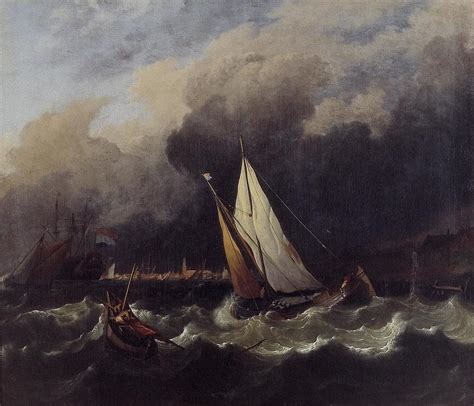De Pier Te Hoorn Ships Off The Coast Near Hoorn In Stormy Weather