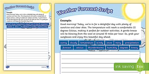 weather forecast script activity teacher made twinkl