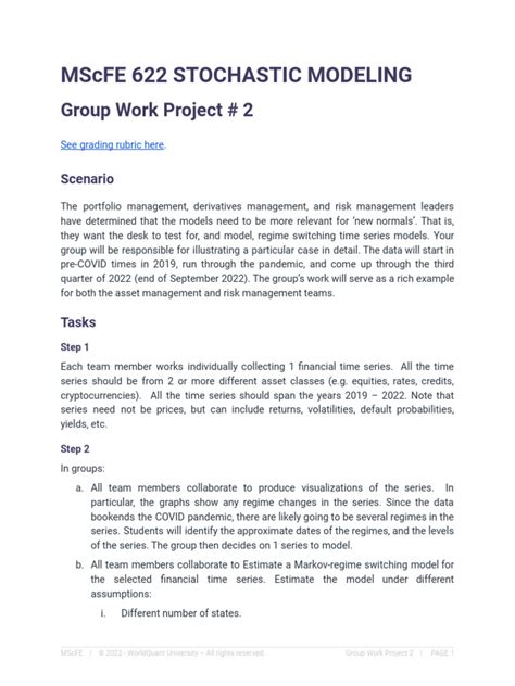 Mscfe 622 Stochastic Modeling Group Work Project 2 Pdf