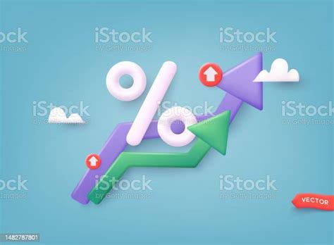녹색 위쪽 화살표가 있는 백분율 기호 비즈니스 또는 스타트업 성공 3d 웹 벡터 일러스트레이션 가격에 대한 스톡 벡터 아트 및 기타 이미지 Istock