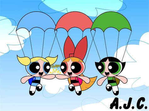 Powerpuff Girls Cartoon Powerpuff Girls Wallpaper Parachuting Ppg And Rrb Girl Wallpaper