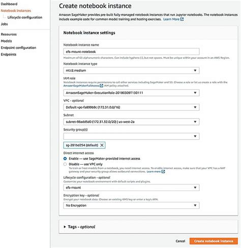 Mount An EFS File System To An Amazon SageMaker Notebook With