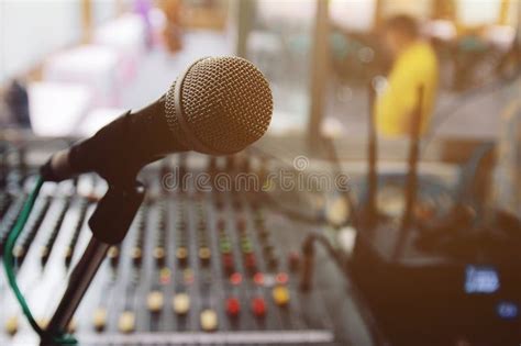 Dynamic Microphone Analog System On A Microphone Stand Stock Image Image Of Mixer Acoustic