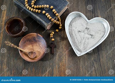 Ash Wednesday Crucifix Made Of Ash Dust As Christian Religion Lent