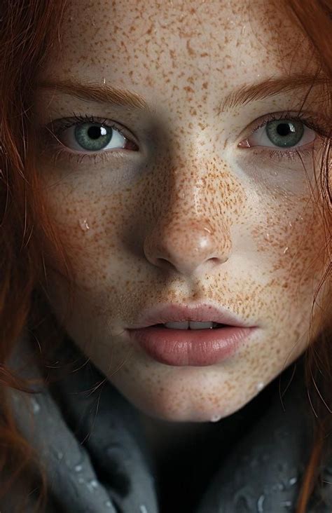 A Red Headed Woman With Freckles On Her Face