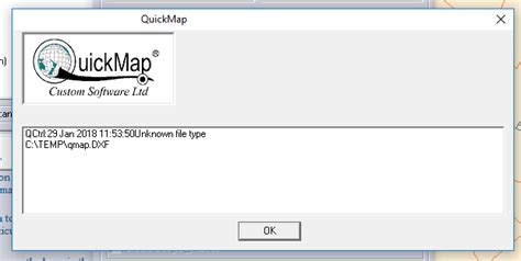 Unknown File Type Error When Exporting Dxf Quickmap