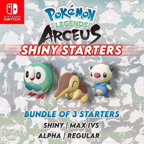 Shiny Rowlet Cyndaquil Oshawott 6iv Ev Alpha Pack Legends Arceus