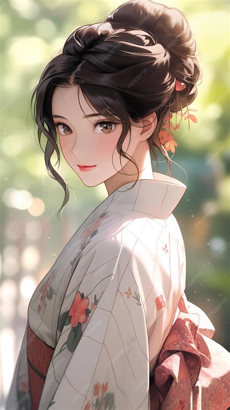 Premium Photo Handdrawn Cartoon Beautiful Illustration Of Japanese Anime Warrior Girl In Kimono
