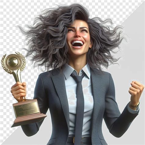 Premium Psd A Woman Holding A Trophy And A Trophy That Says She Is