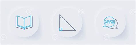 Set Line Xyz Coordinate System Triangle Math And Open Book Icon Vector Stock Vector
