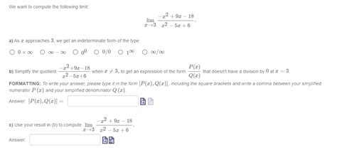 Solved We Want To Compute The Following Limit Chegg