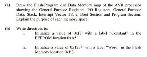 solved a draw the flash program dan data memory map of the