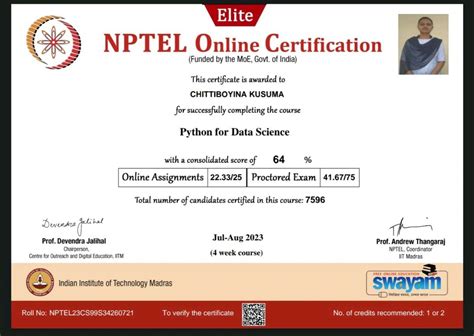 Chittiboyina Kusuma On Linkedin Nptel Certification