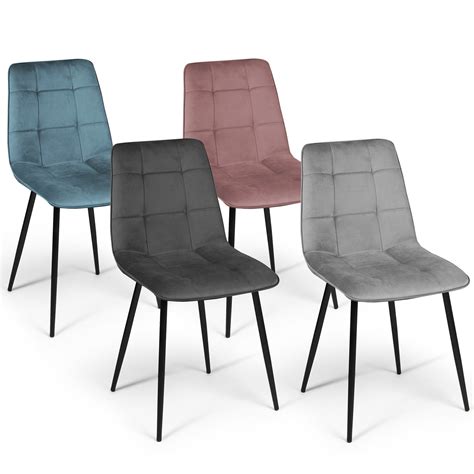 Chaises en velours mix color pastel bleu gris clair gris foncé et rose MILA ID Market