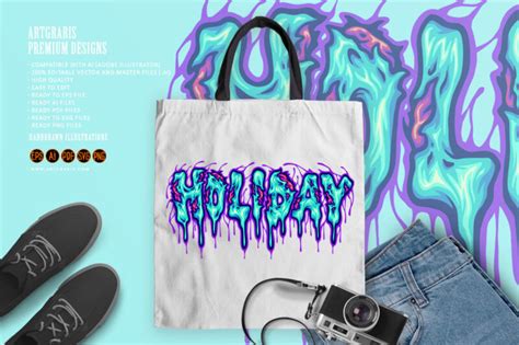 Scary Melting Font Holiday Lettering Word Illustrations Buy T Shirt