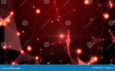 Red Plexus And Polygons Abstract Technology And Engineering Background Stock Illustration