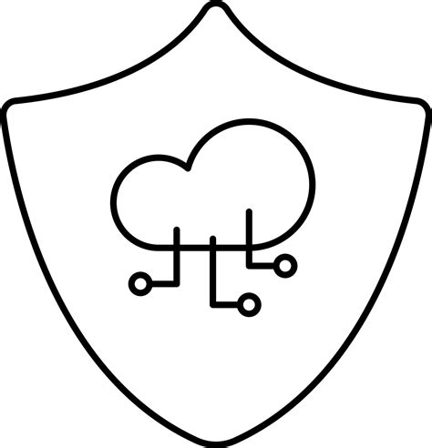 Digital Cloud With Shield Icon In Line Art 24181087 Vector Art At Vecteezy