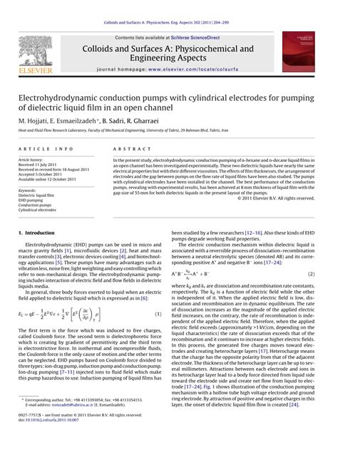 Pdf Electrohydrodynamic Conduction Pumps With Cylindrical Electrodes For Pumping Of Dielectric