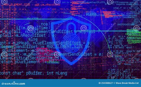 Animation Of Digital Screen With Data Processing Digital Shield With