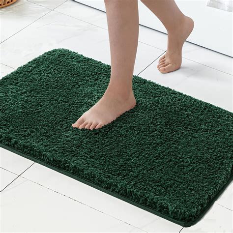 Miulee Dark Green Bathroom Rugs Soft Absorbent Microfiber