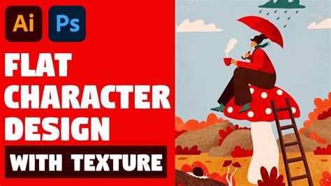 Flat Character Design With Texture Illustrator And Photoshop Tutorial