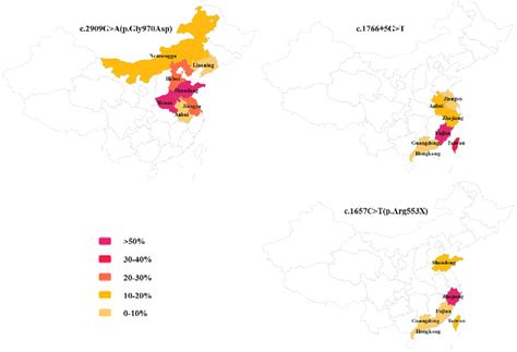 frequency distribution of the top three most frequent variants among