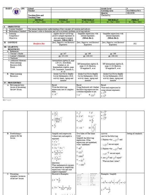 Dll Math9 Q2 Week5 Pdf Exponentiation Learning