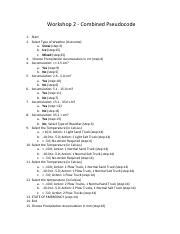 W Combined Pseudocode Pdf Workshop Combined Pseudocode Start Select Type Of