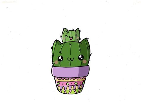 Cactus Gato Kawaii Dibujos Kawaii Cactus Dibujo Pintura De Cactus