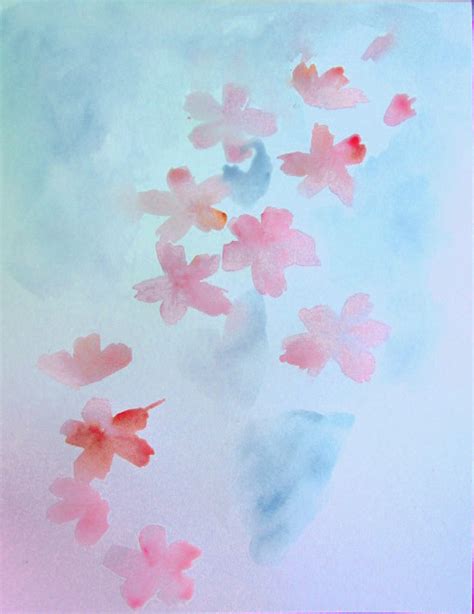 Cherry Blossom Watercolor Painting Happy Family Art