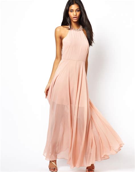 Asos Cluster Embellished Maxi Dress In Blush Pink Lyst