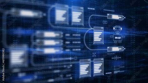 Digital Technology Flowchart Of Rpa Platform Concept Robotic Process