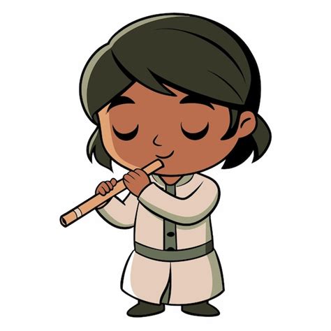 Premium Vector A Cartoon Drawing Of A Woman Playing A Flute With A