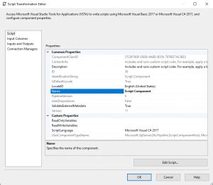 SSIS Script Component Overview
