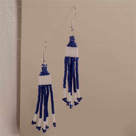 Dark Blue Beaded Earrings