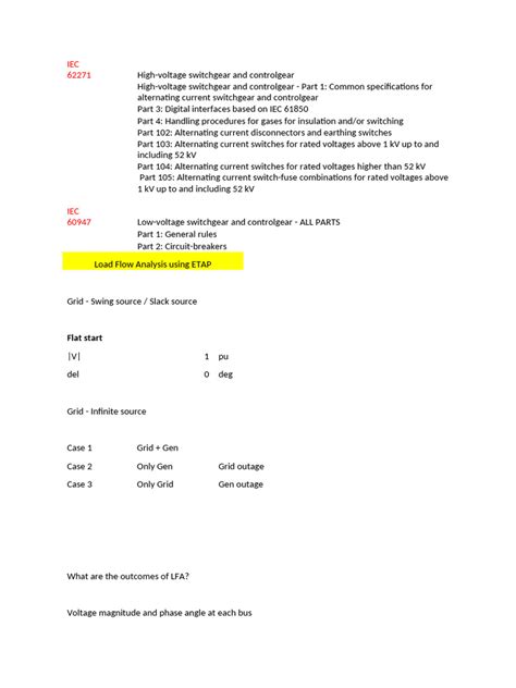 Etap Load Flow Cases Pdf
