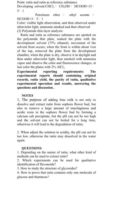 Solved Experiment 3 Isolation And Identification Of Rutin