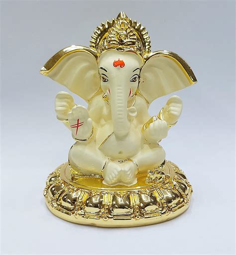 Buy Gold Art India Resin Gaddi Ganesha 3X3 Gold Orange 1 Piece Ganesh