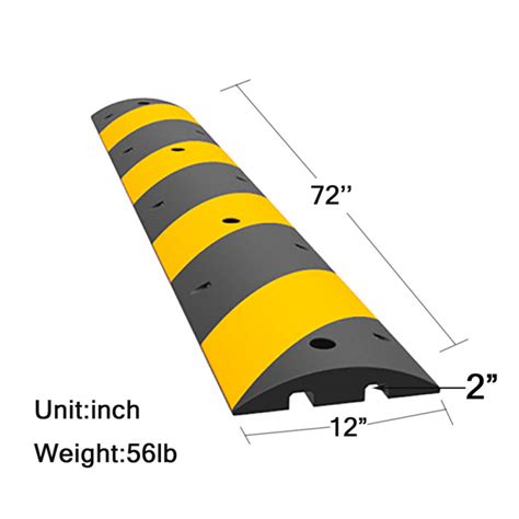 Modular Rubber Speed Bump Hump Textured Surface 72 × 12 × 25 Toolots