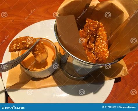 Deep Fried Shrimp Platter With Cheese Sauce Stock Image Image Of Gourmet Fried 117205667
