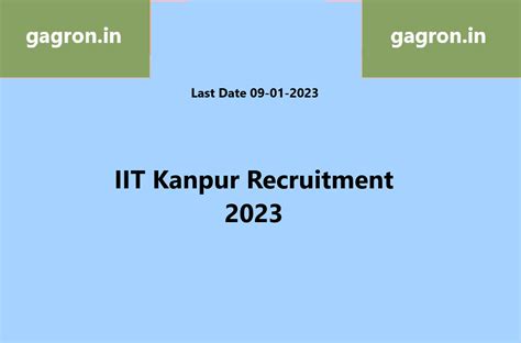 Iit Kanpur Recruitment 2023 Gagron