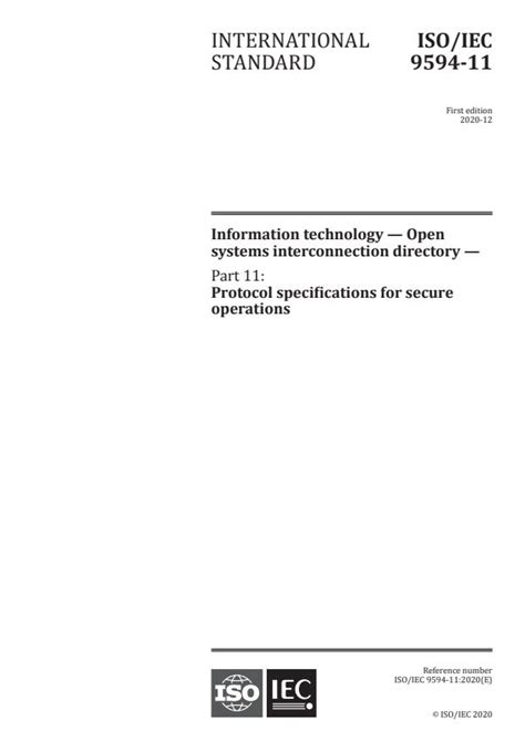 ISO IEC 9594 11 2020 Information Technology Open Systems Interconnection Directory Part 11