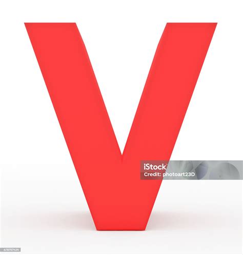 편지 V 3d 빨간색 흰색 절연 3차원 형태에 대한 스톡 사진 및 기타 이미지 3차원 형태 그림자 디지털 생성 이미지