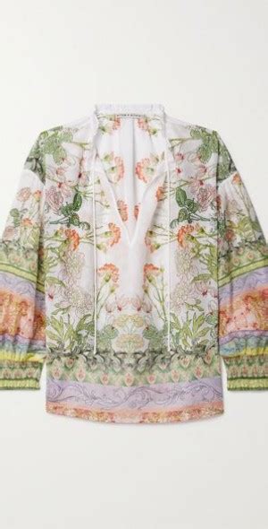 Alice Olivia Julius Floral Print Cotton And Silk Blend Blouse