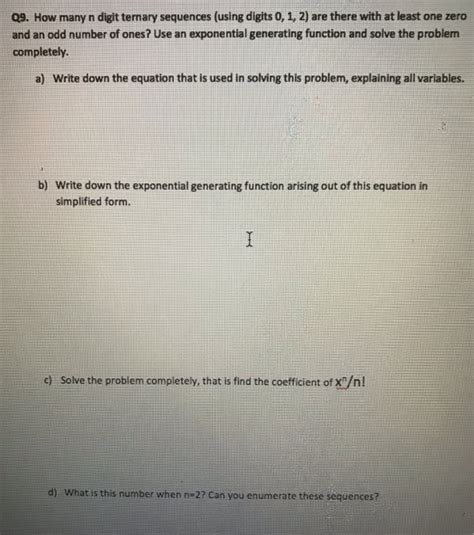 Solved 09 How Many N Digit Ternary Sequences Using Digits Chegg