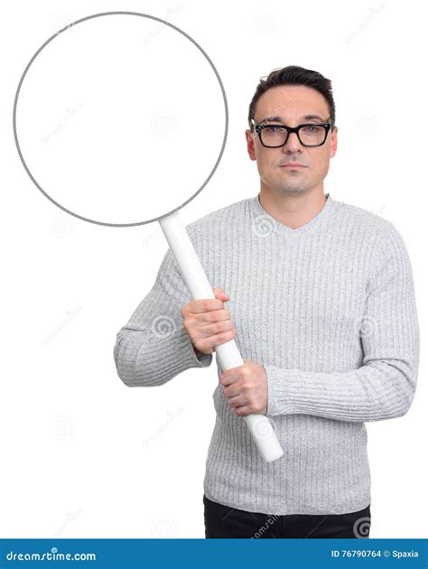 Protester Holding A Blank Placard With Copy Space Stock Photo Image