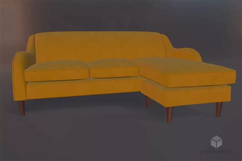 Corner Sofa Plush Turmeric Velvet Free 3d Model Blend C4d Dae