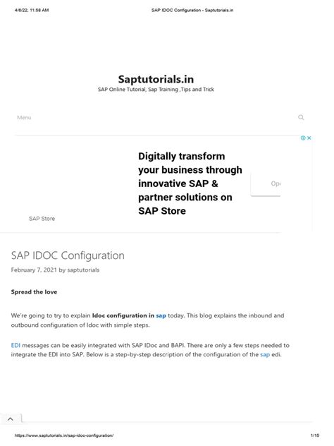 Sap Idoc Configuration Saptutorials In Pdf Electronic Data