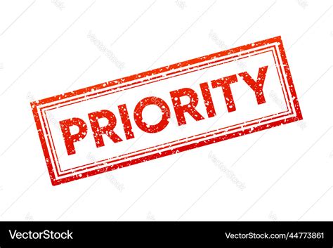 Priority Red Grunge Stamp Isolated On White Vector Image
